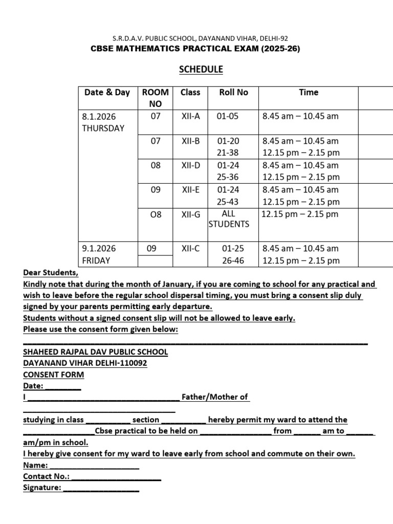 CBSE Mathematics Schedule 2025-26-1 | PDF