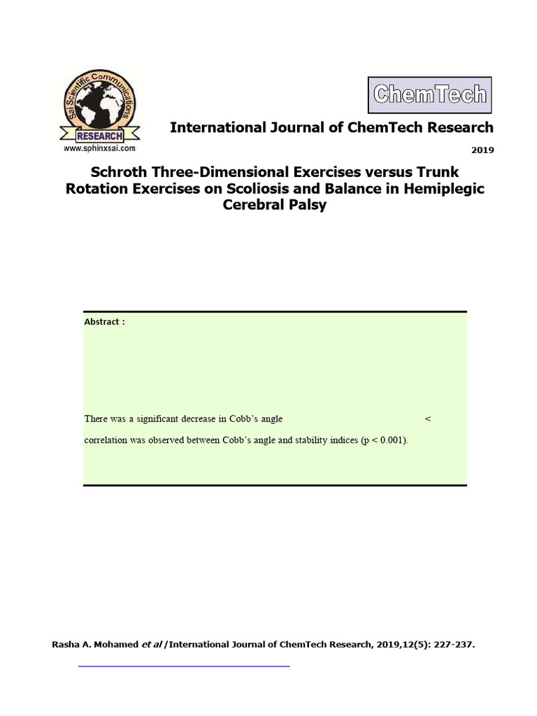 Schroth vs. Trunk Rotation in Scoliosis | PDF | Scoliosis | Balance ...