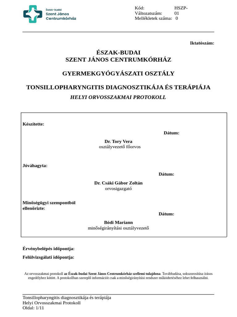 Tonsillopharyngitis Protokoll 2 2025.01.27. | PDF