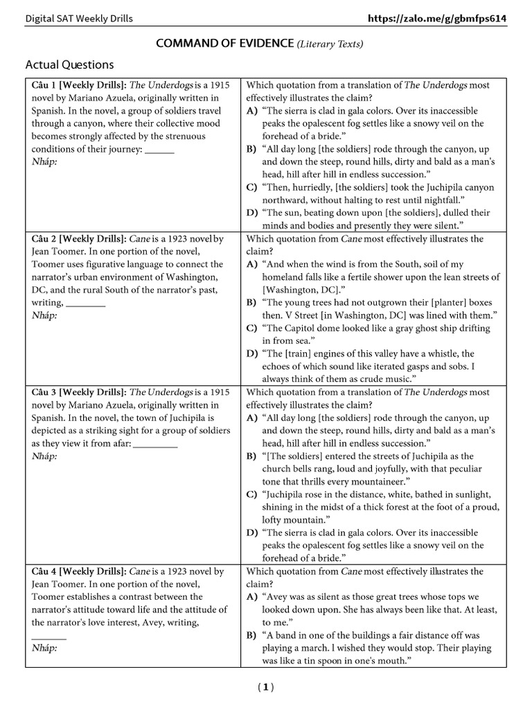 Digital SAT Weekly Practice Drills | PDF