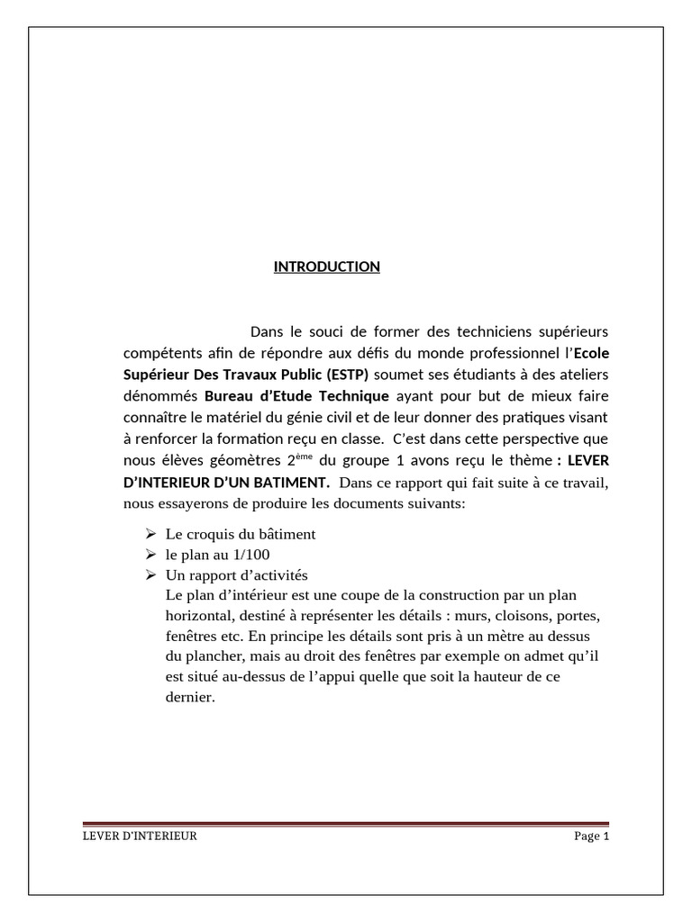 Rapport Lever D'interieur Fin | PDF