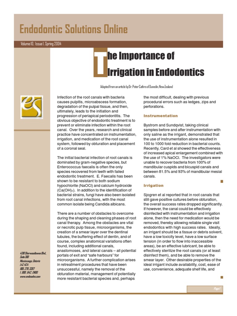 Importance of Irrigation in Endodontics | PDF | Chemical Substances ...