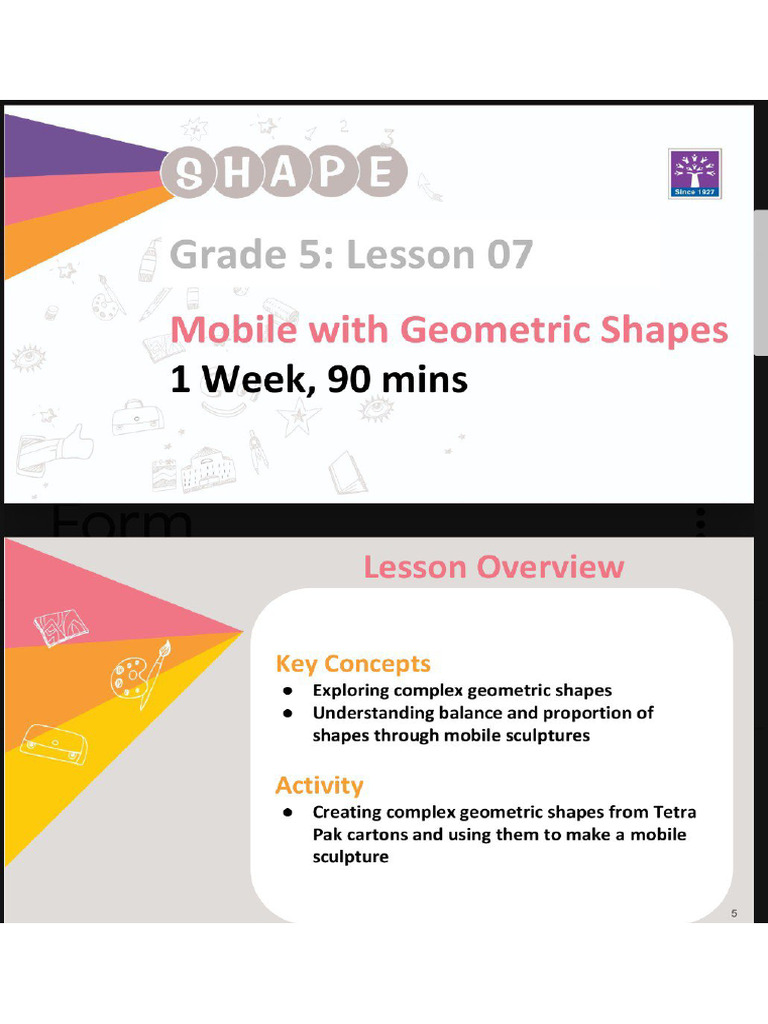 Grade 5 - Lesson 7 - Mobile With Geometric Shapes | PDF