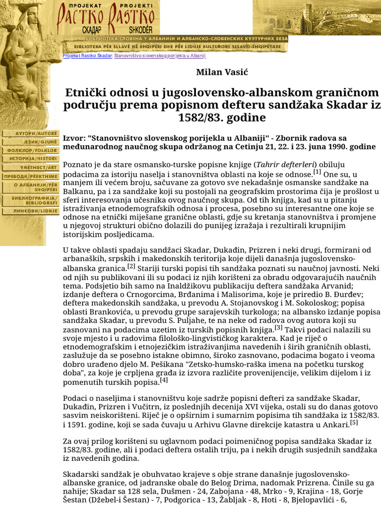(Projekat Rastko - Skadar) Stanovnistvo Slovenskog Porijekla U A | PDF