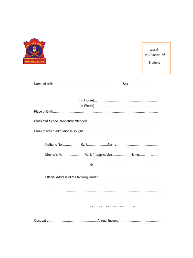 Student Registration Form APS 2020-21 New | PDF