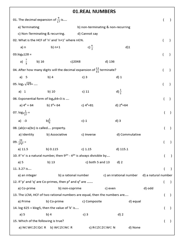 Real Numbers: Concepts and Problems | PDF | Numbers | Mathematics