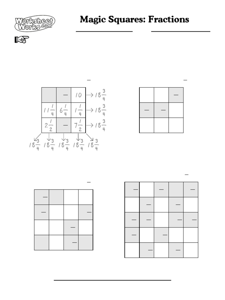 Magic Square Worksheets for Fractions | PDF | Arithmetic | Numbers