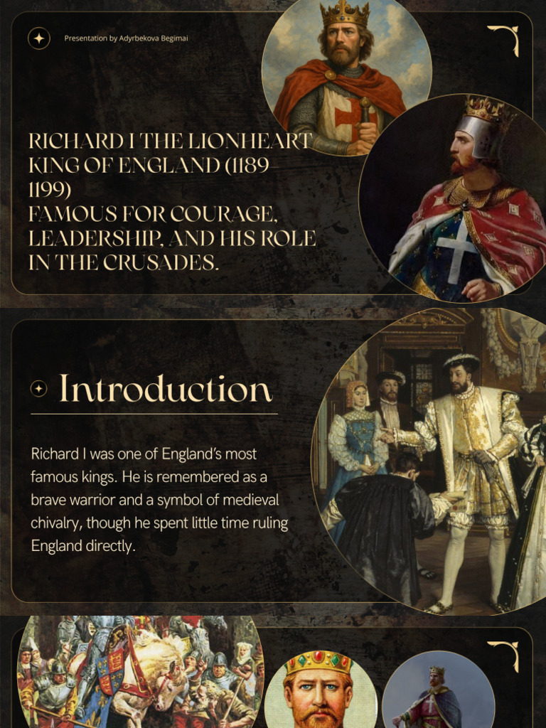Richard I The Lionheart King of England (1189-1199) Famous For Courage ...