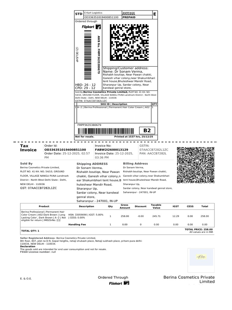 Flipkart Labels 25 Dec 2025-03-38 | PDF | Invoice | Government Finances