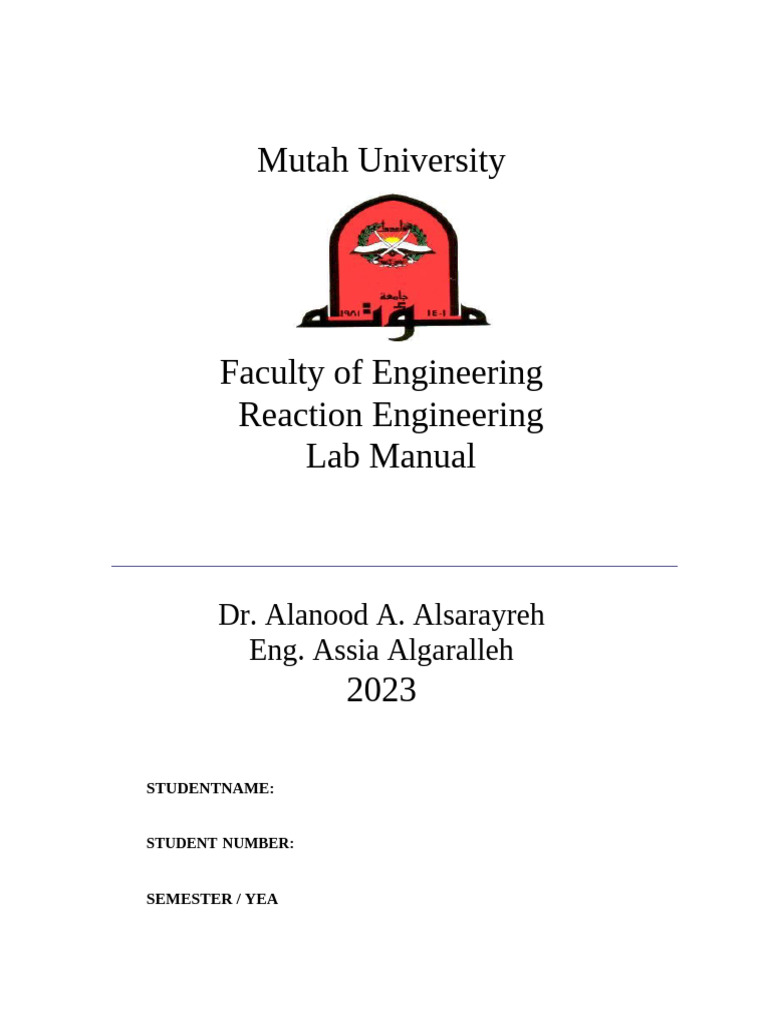 Assia New Manual | PDF | Chemical Reactor | Reaction Rate