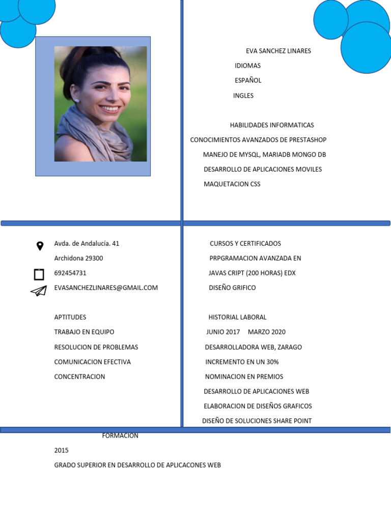 Perfil Profesional de Eva Sánchez | PDF