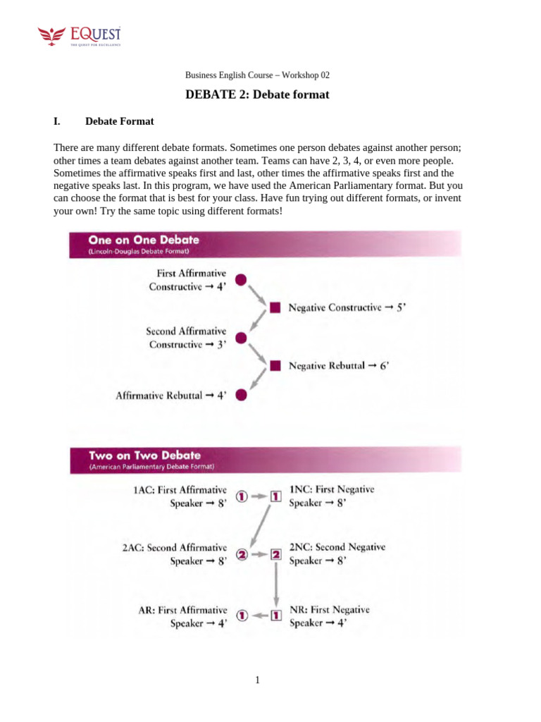 Workshop 2 - Debate 2- Handout | PDF