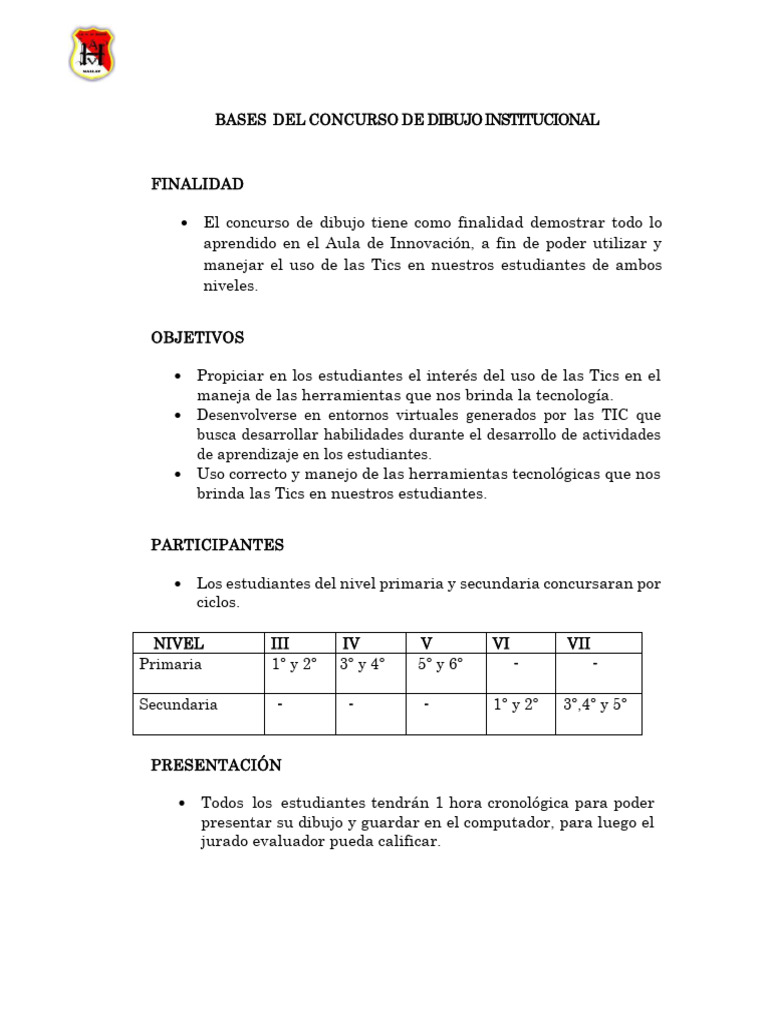 Bases Del Concurso de Dibujo | PDF | Tecnología de información y comunicaciones | Comunicación ...
