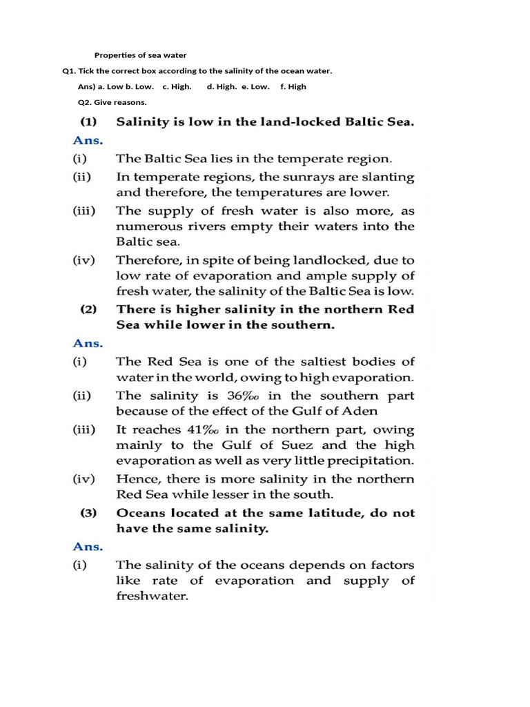 Properties of Sea Water | PDF