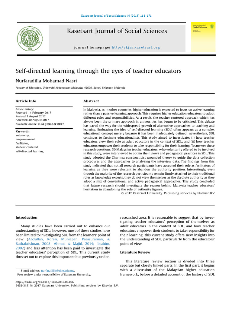 Self-directed learning through the eyes of teacher educators | PDF ...