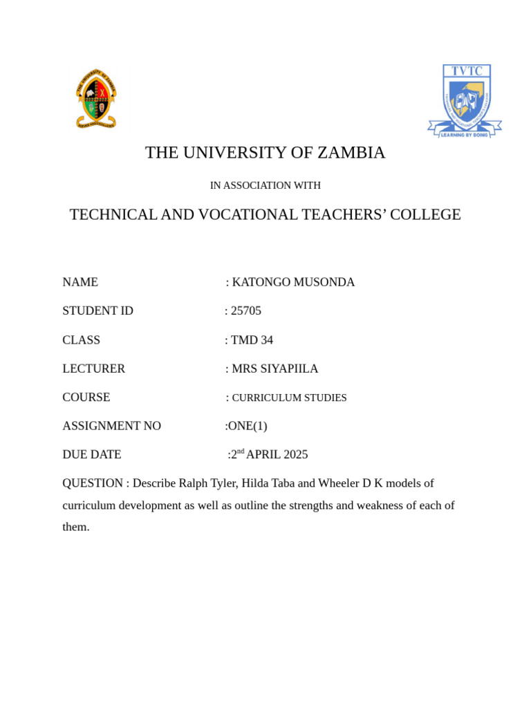 curriculum studies ass | PDF | Curriculum | Learning