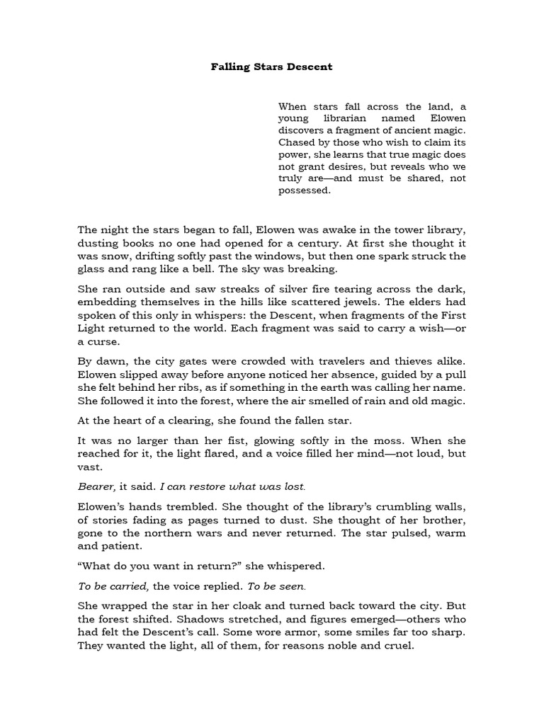 Elowen's Journey with Falling Stars | PDF