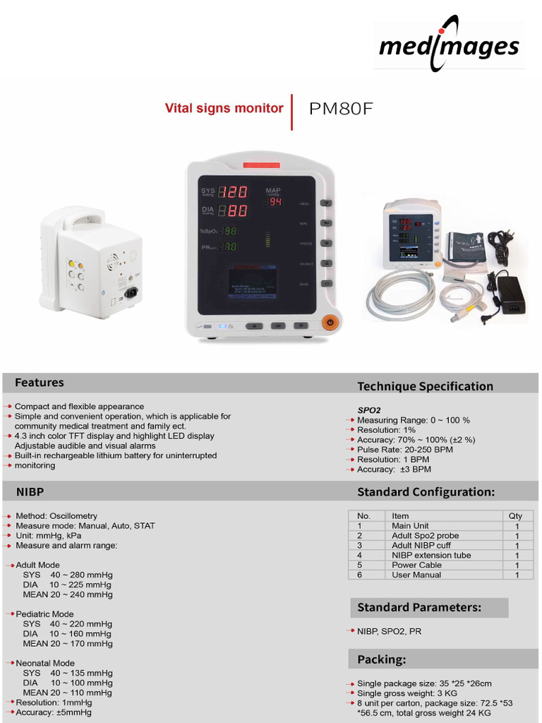 Pm80f Medimages Patient Monitor | PDF