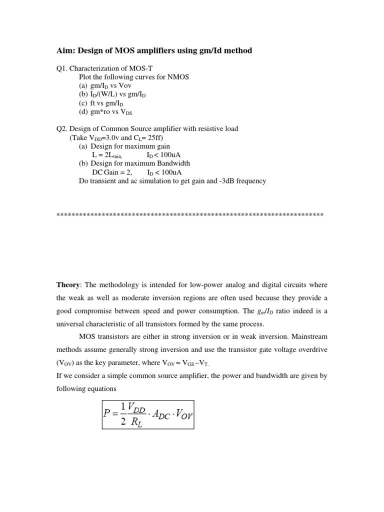 Gm Id Examples Pdf Amplifier Mosfet