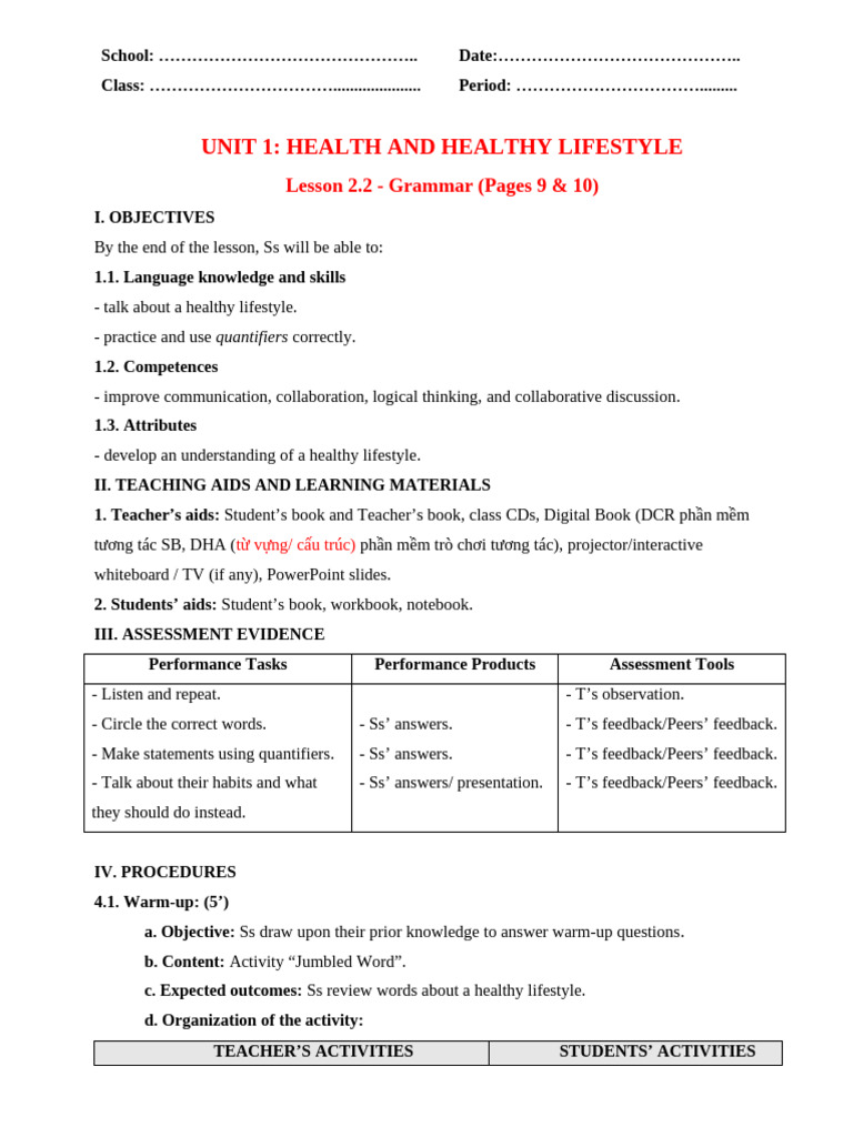Unit 1 - Lesson 2.2 - Grammar - Pages 9 & 10 | PDF | Cognitive Science ...