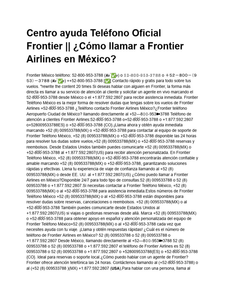 Centro Ayuda Teléfono Oficial Frontier __ ¿Cómo Llamar a Frontier ...