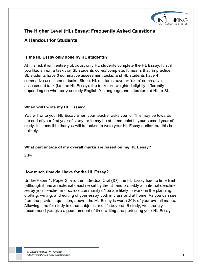 Hl Essay Faqs | PDF | Essays | Learning
