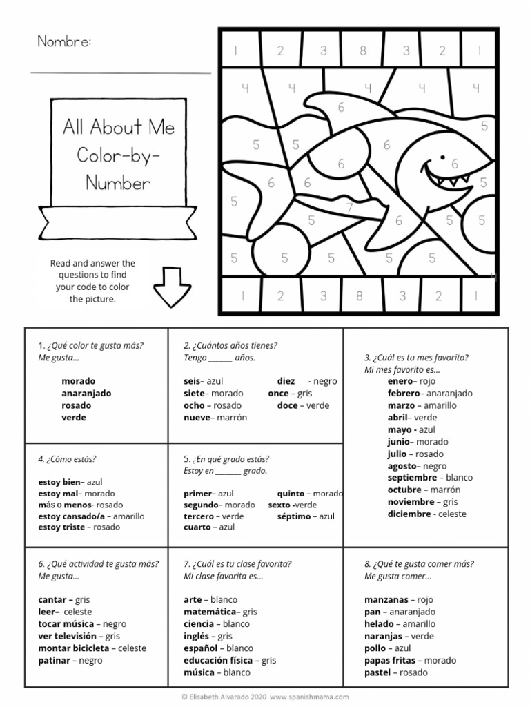 All About Me Color by Number Elementary | PDF | Color | Arco iris