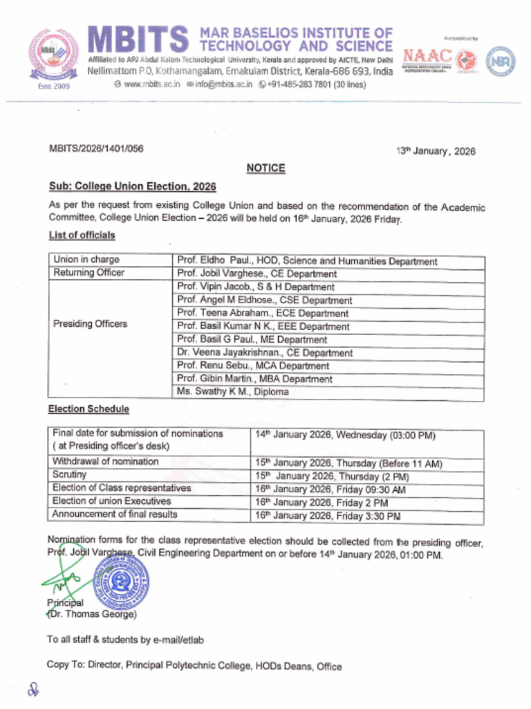 College Union Election, 2026 | PDF