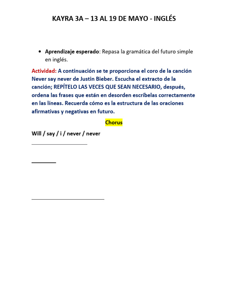 Kayra 3a – 13 Al 19 de Mayo - Inglés | PDF