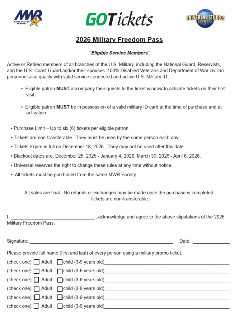 2026 Military Freedom Pass Details | PDF