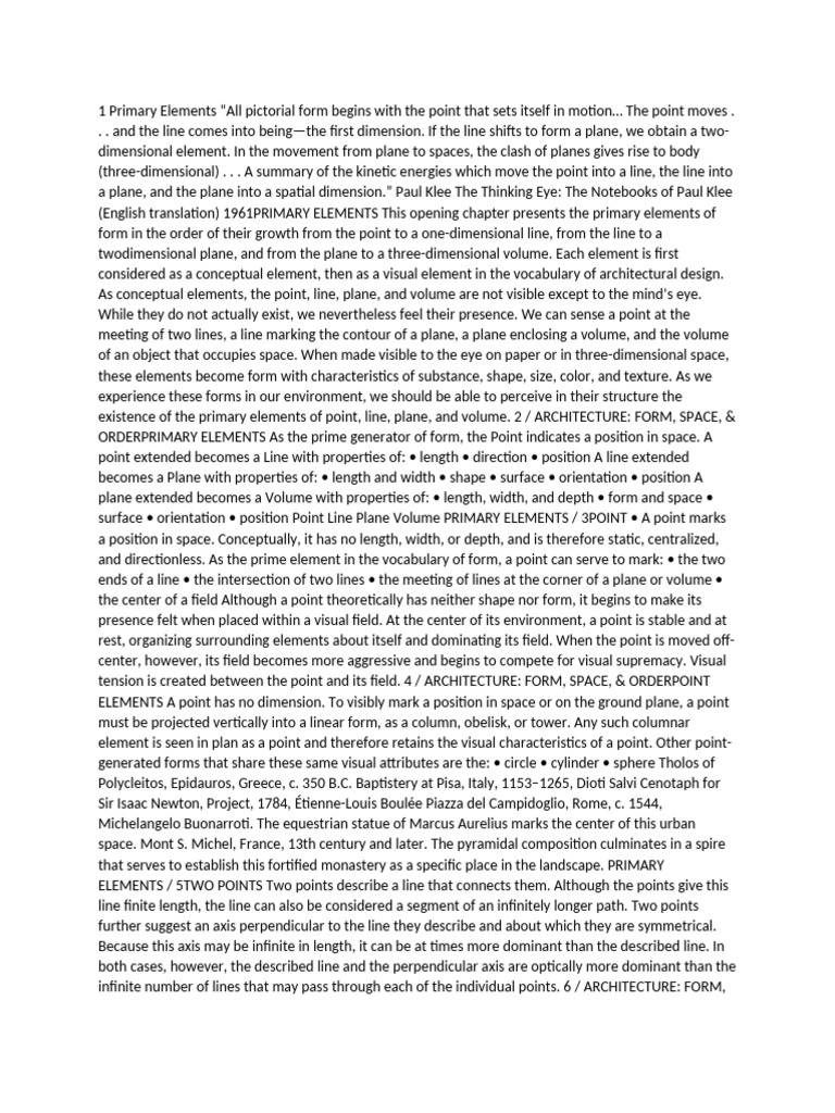 Primary Elements of Architectural Form | PDF | Length | Dimension