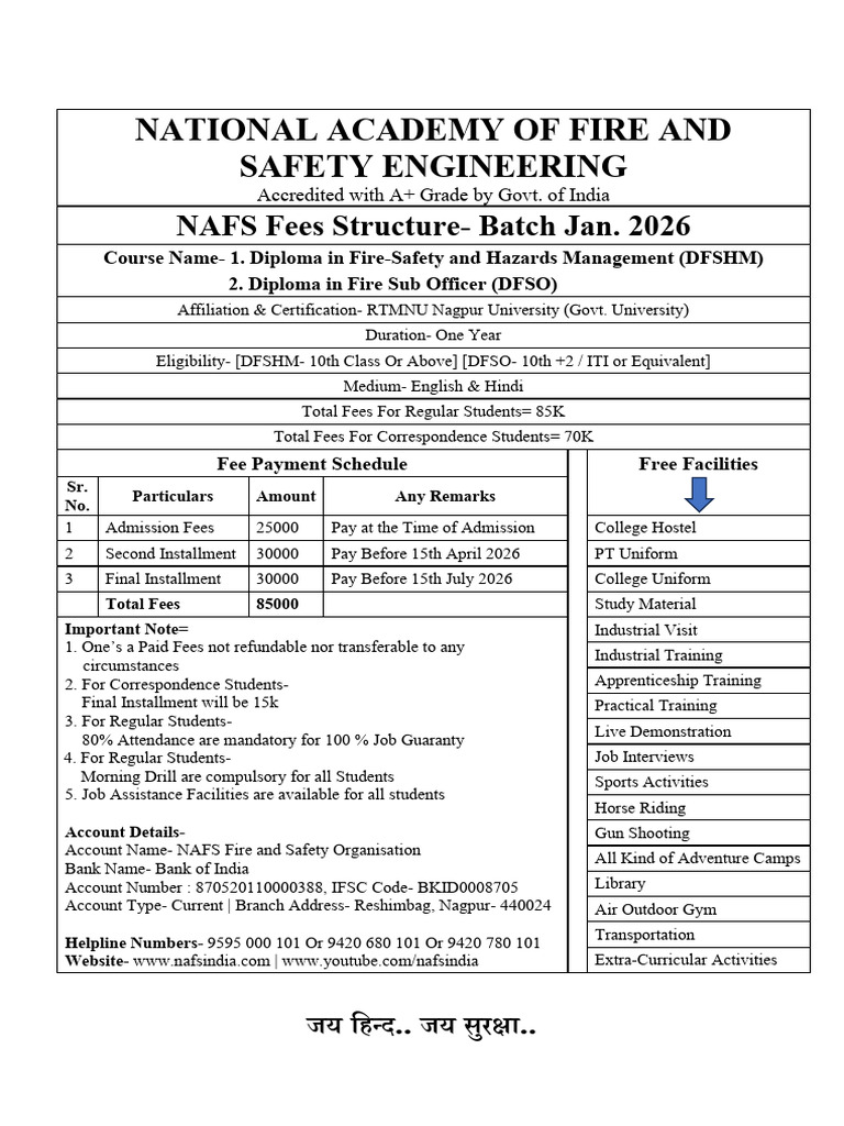 NAFS Fees Structure For Batch Jan 2026 | PDF