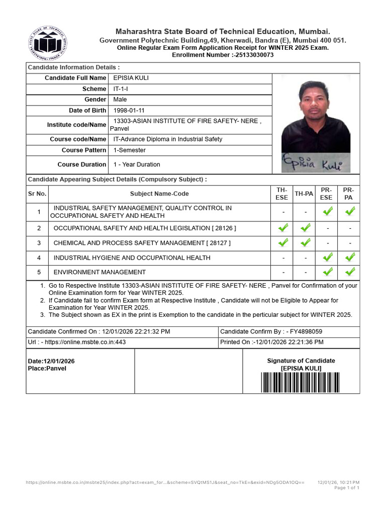 Exam Form Application of Candidate for-3 | PDF