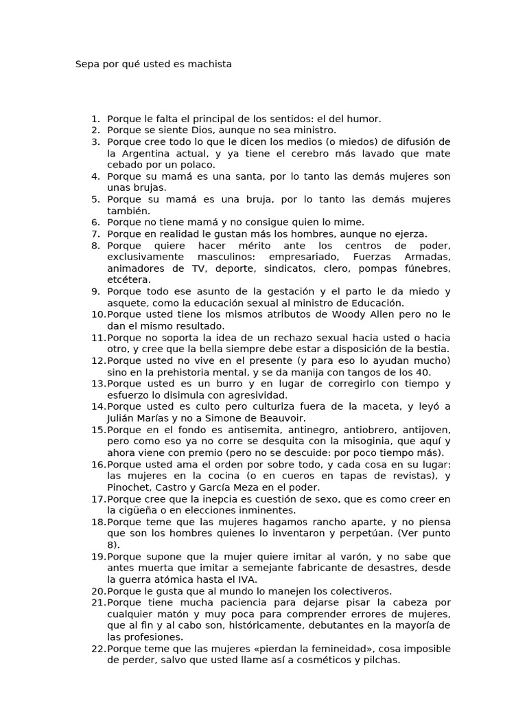 Sepa Por Qué Usted Es Machista - María Elena Walsh | PDF | Machismo