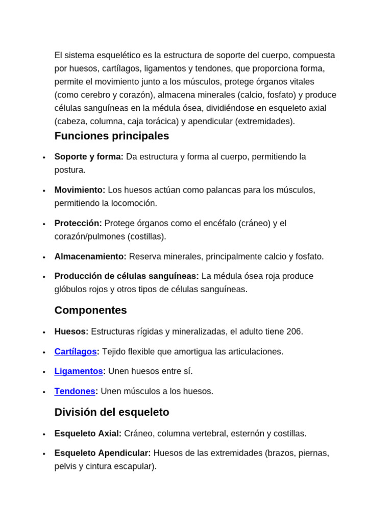 Funciones y Estructura del Sistema Esquelético | PDF | Hueso | Esqueleto