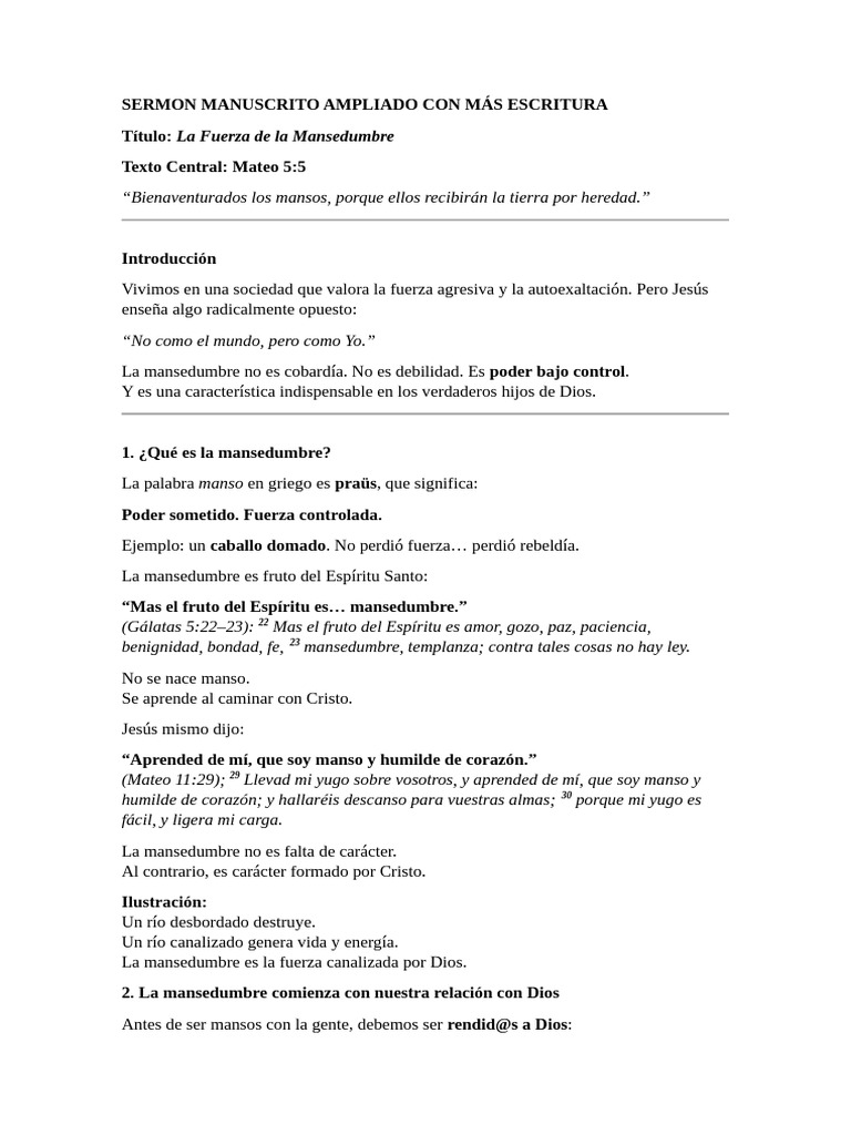 Bienaventurados Los Mansos | PDF | Fruto Del Espiritu Santo | Creencia ...