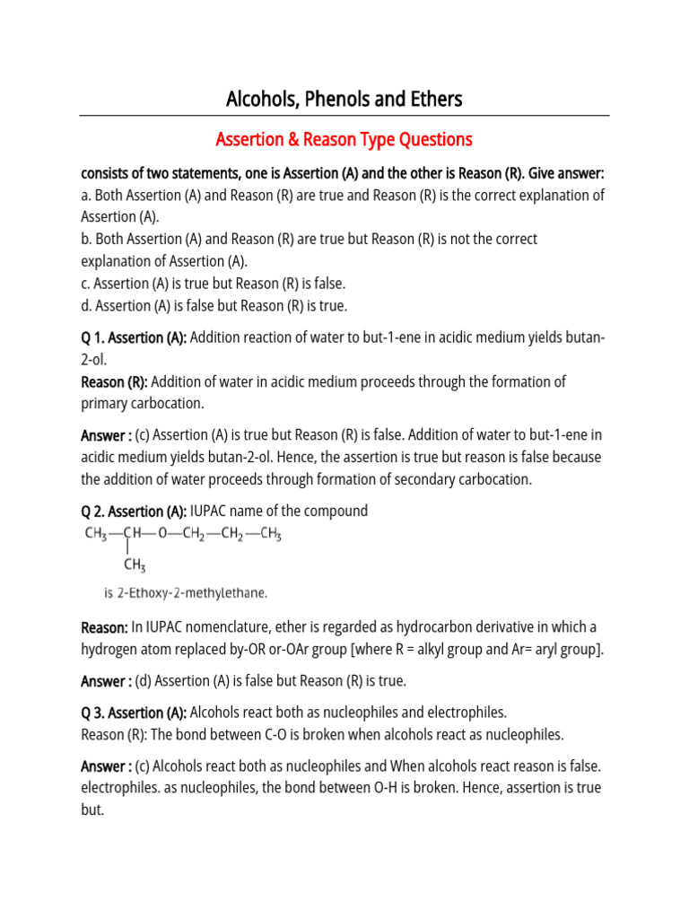 A&R Alcohols and phenols | PDF | Ether | Organic Chemistry