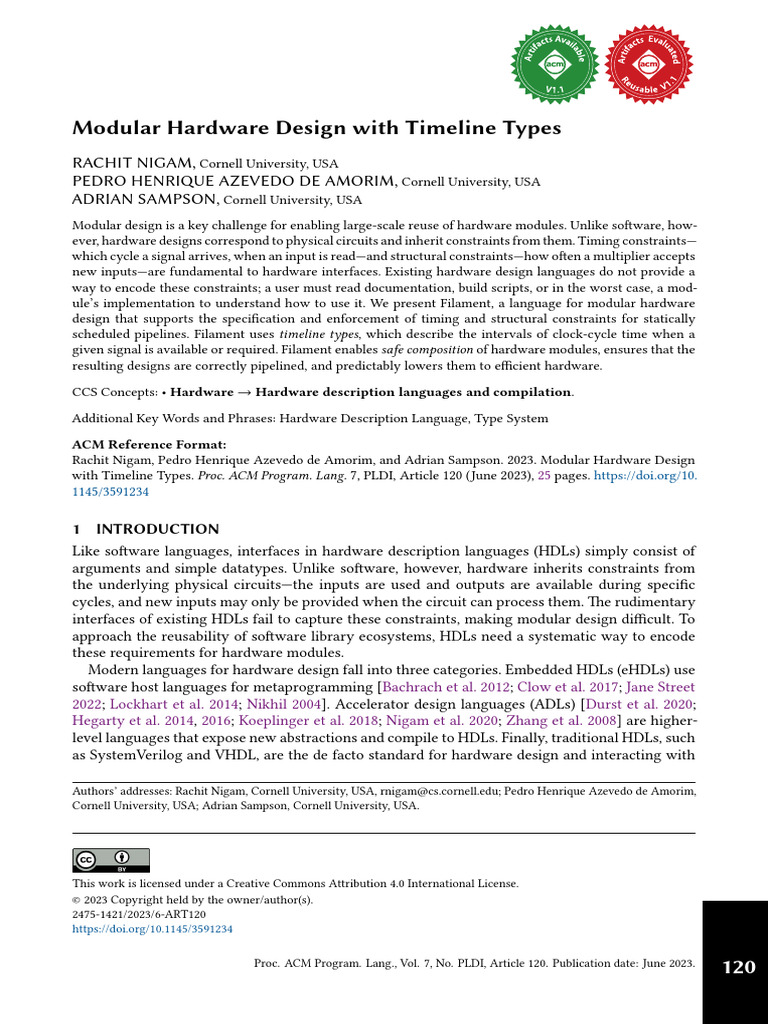 Modular Hardware Design with Timeline Types | PDF | Hardware ...