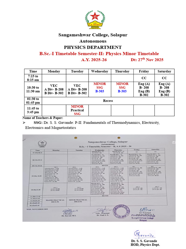 Bsc-i Sem-II Minor Tt 27 Nov 2025 | PDF