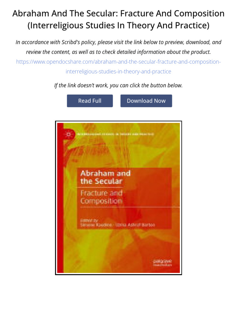 Abraham and the Secular: Fracture and Composition (Interreligious ...