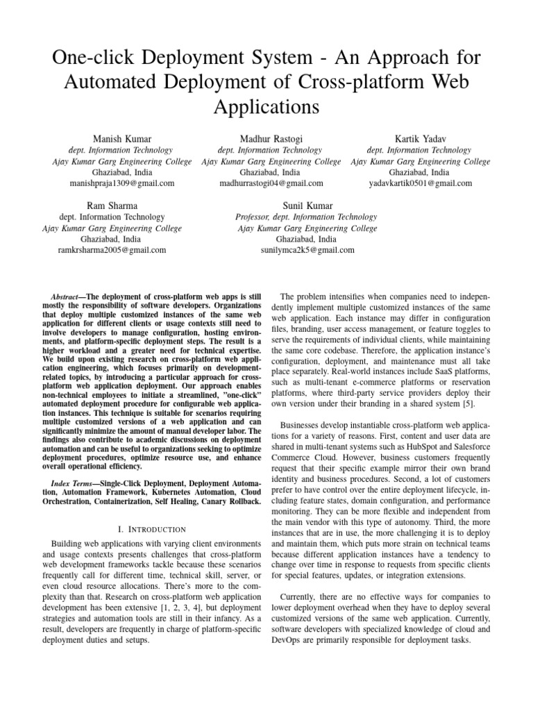 One Click Deployment System (1) | PDF | Cloud Computing | Automation