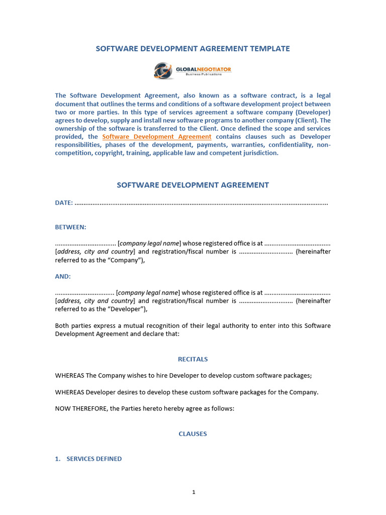 software-development-agreement-contract-template-word | PDF | Arbitration