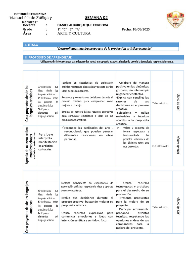 Sesion 2 Ayc 2025 1ro c | PDF | Maestros | Aprendizaje