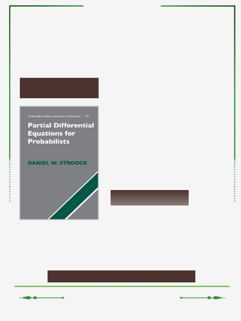 Partial differential equations for probabalists sic 1st Edition Daniel ...