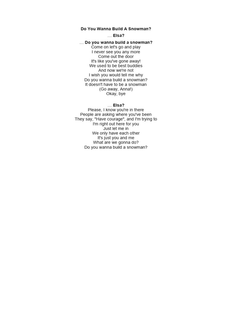 Frozen Song Lyrics Compilation | PDF