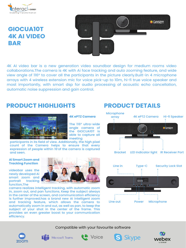 4k Ai VC Soundbar - Wireless | PDF | Microphone | Wireless