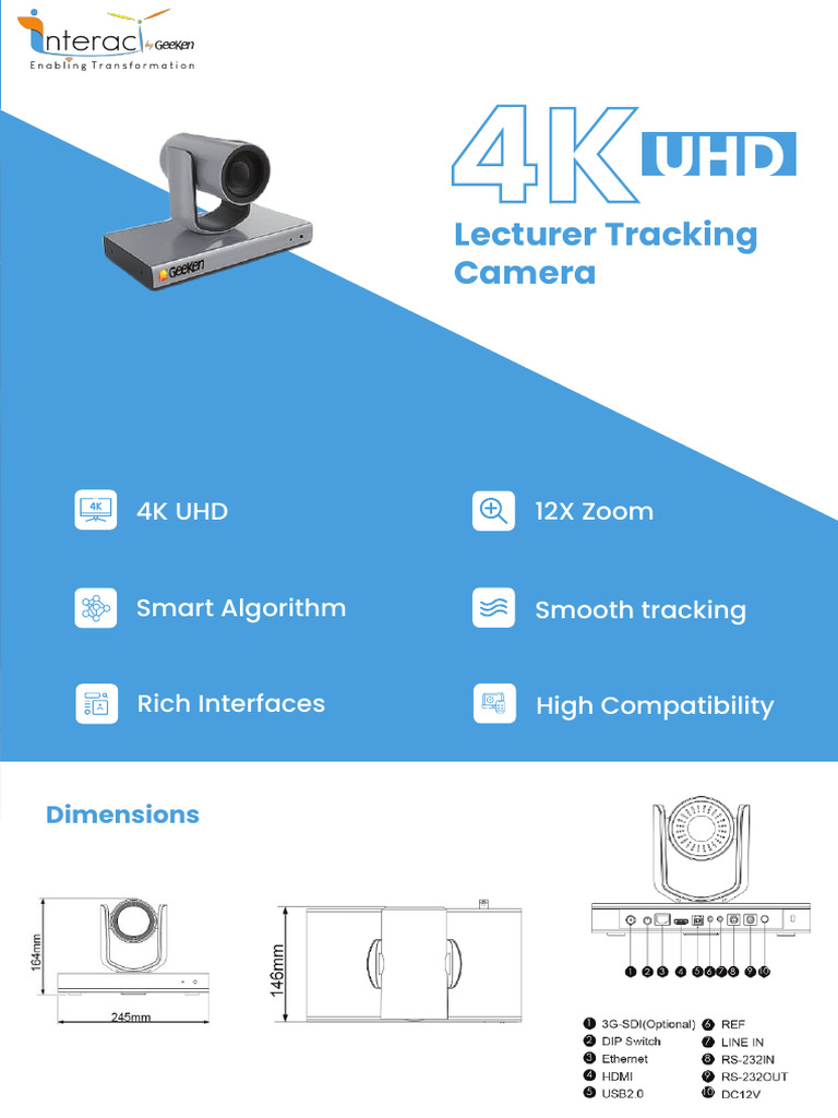 4K UHD PTZ Camera with Smart Tracking | PDF