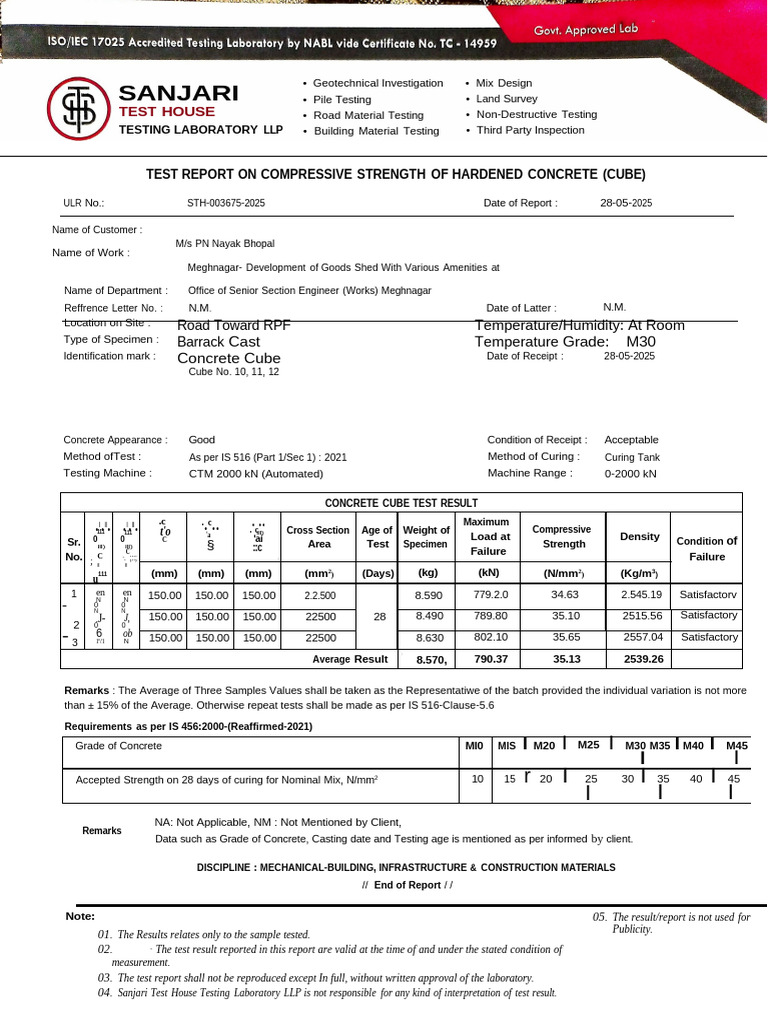Mgn Goods Pf Cube Testing Report Part 4part 4 | PDF | Concrete ...