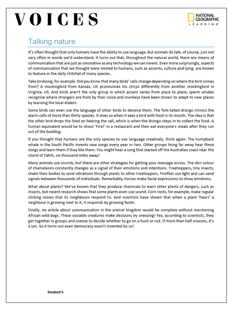 Voices Upper-Intermediate Unit 2 Reading Text 2a | PDF | Sound ...