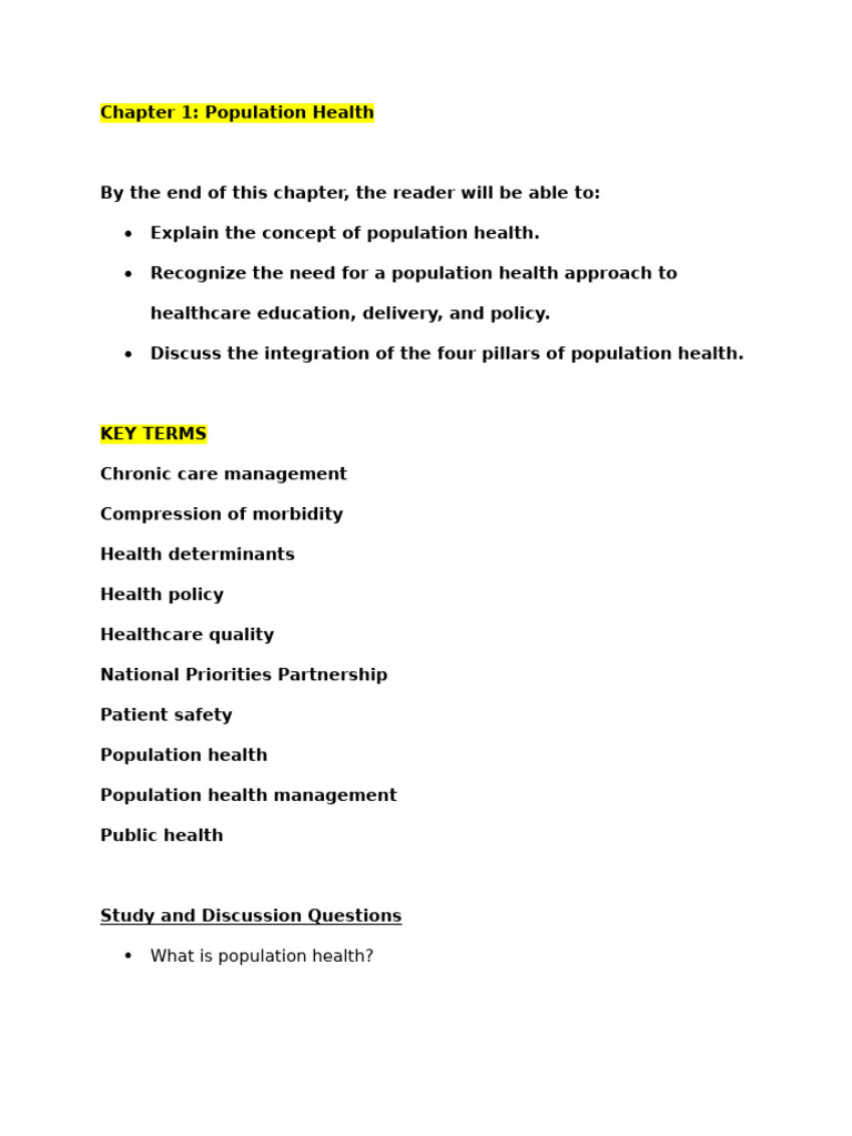 Understanding Population Health Concepts | PDF | Epidemiology | Health ...